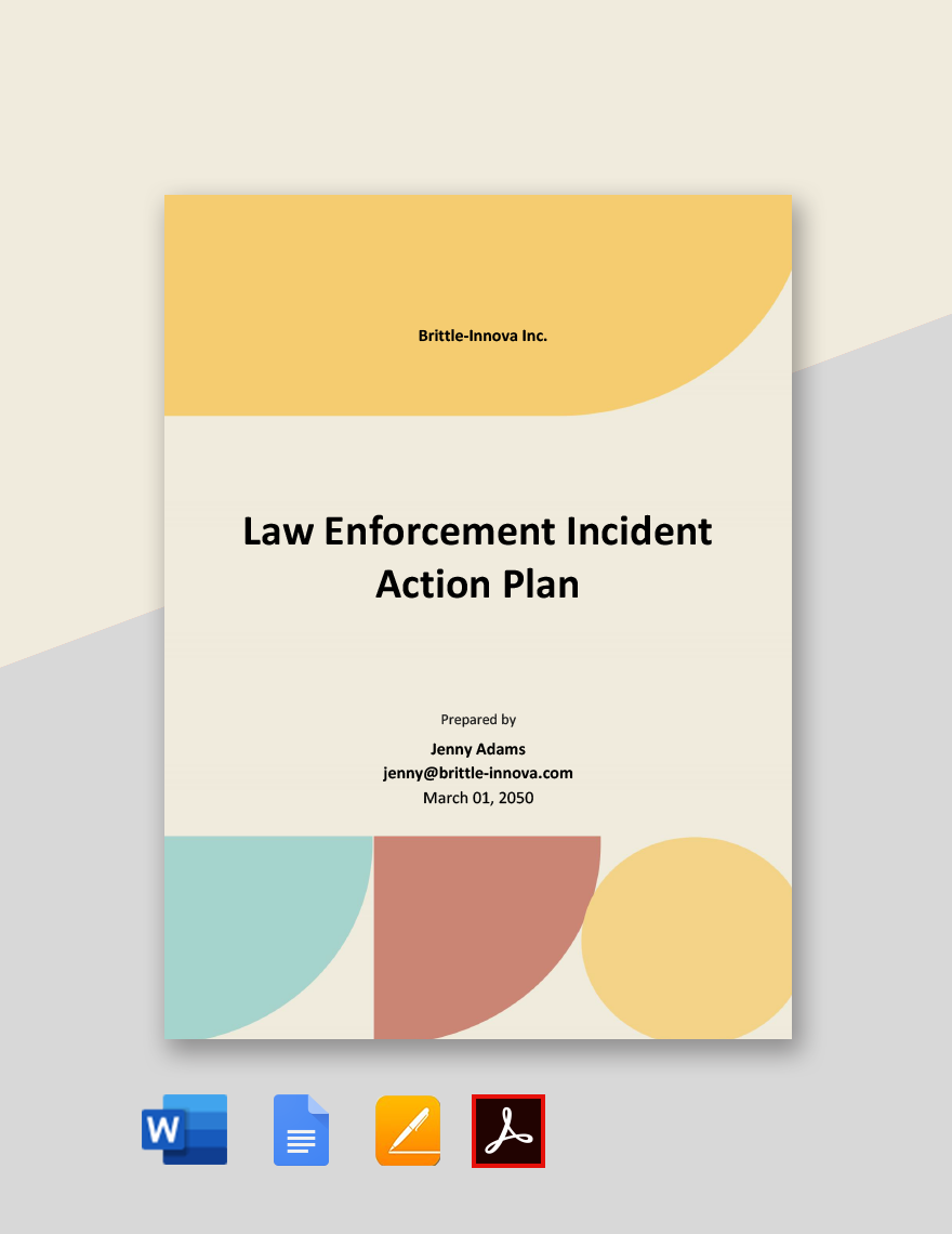 Law Enforcement Incident Action Plan Template Google Docs Word Apple Pages PDF Template