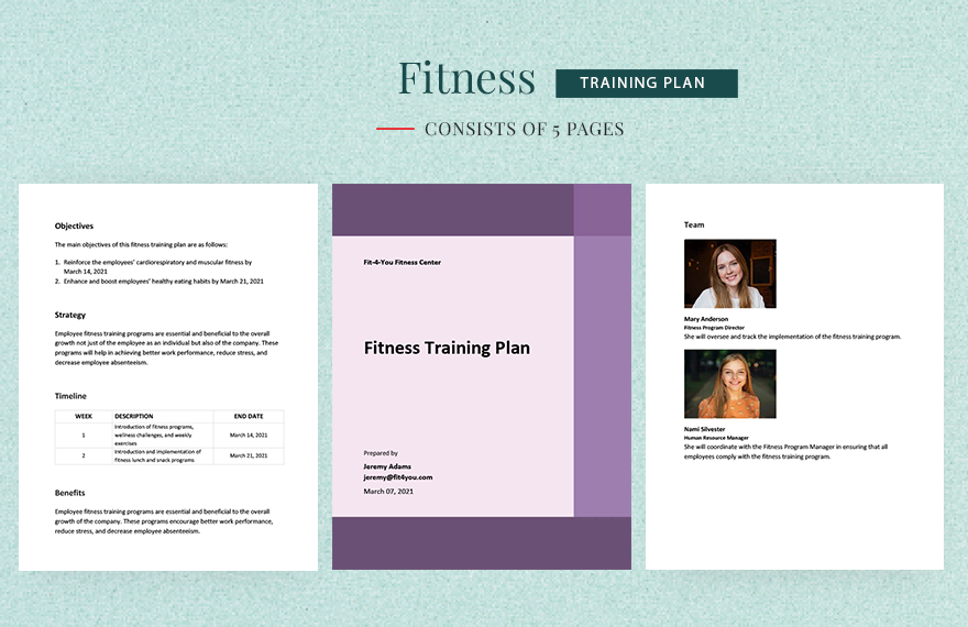 Fitness Training Plan Template Word Google Docs PDF Apple Pages 