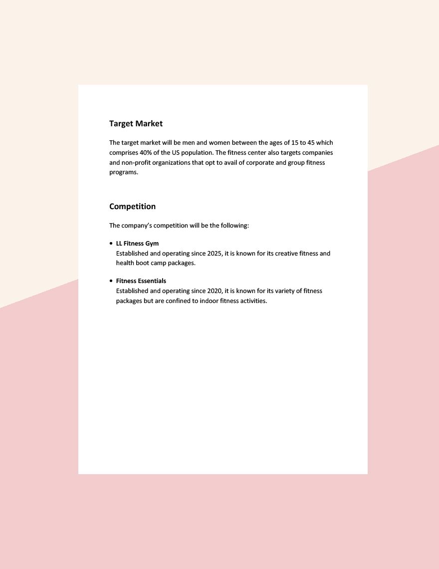 Fitness Business Plan Template - Google Docs, Word, Apple Pages, PDF ...