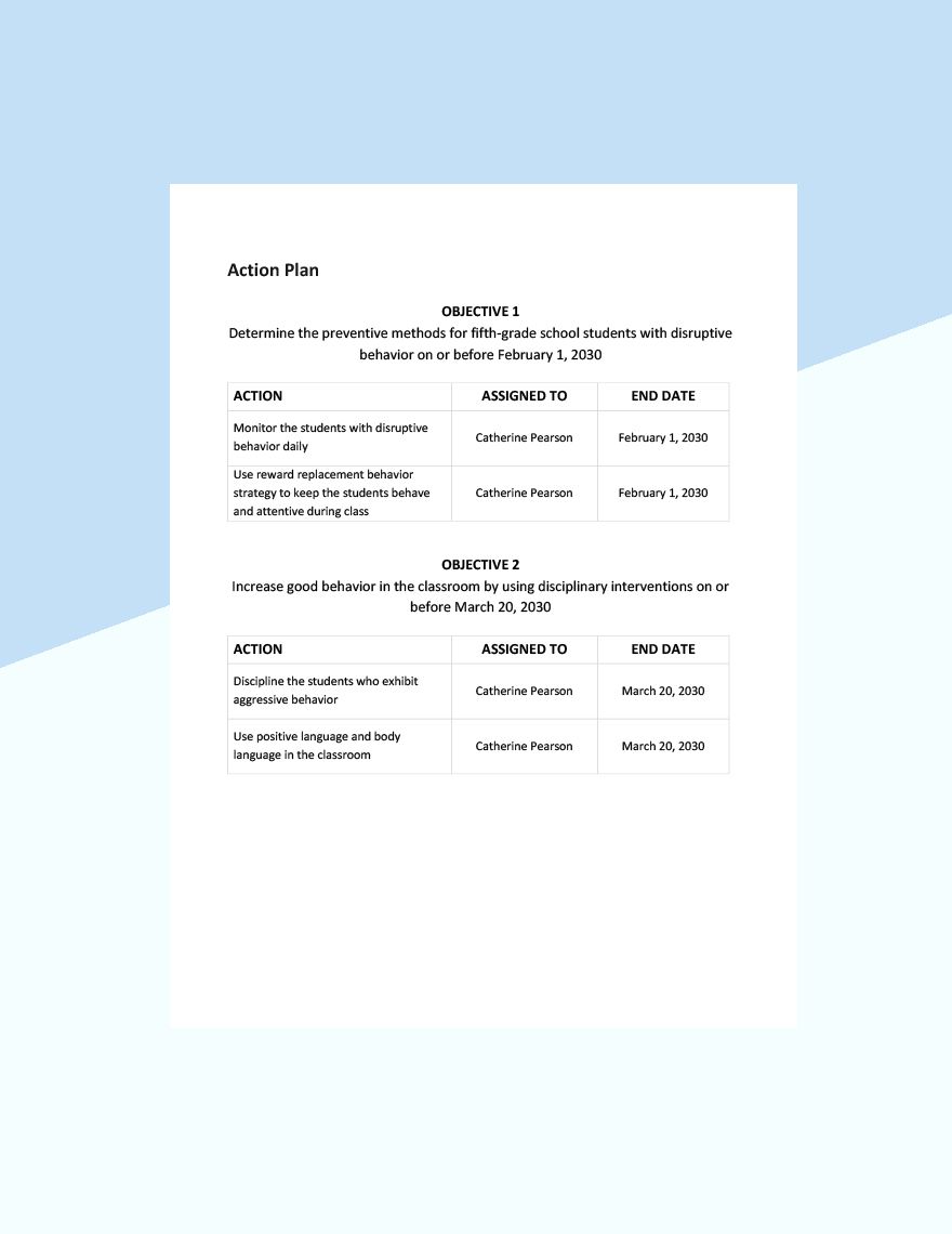 Classroom Behavior Management Plan Template - Google Docs, Word, Apple ...