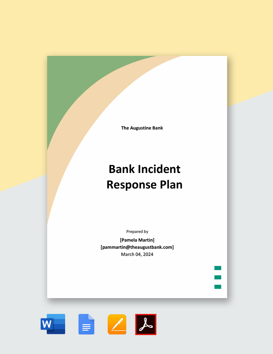 Free Bank Incident Response Plan Template Google Docs Word Apple 