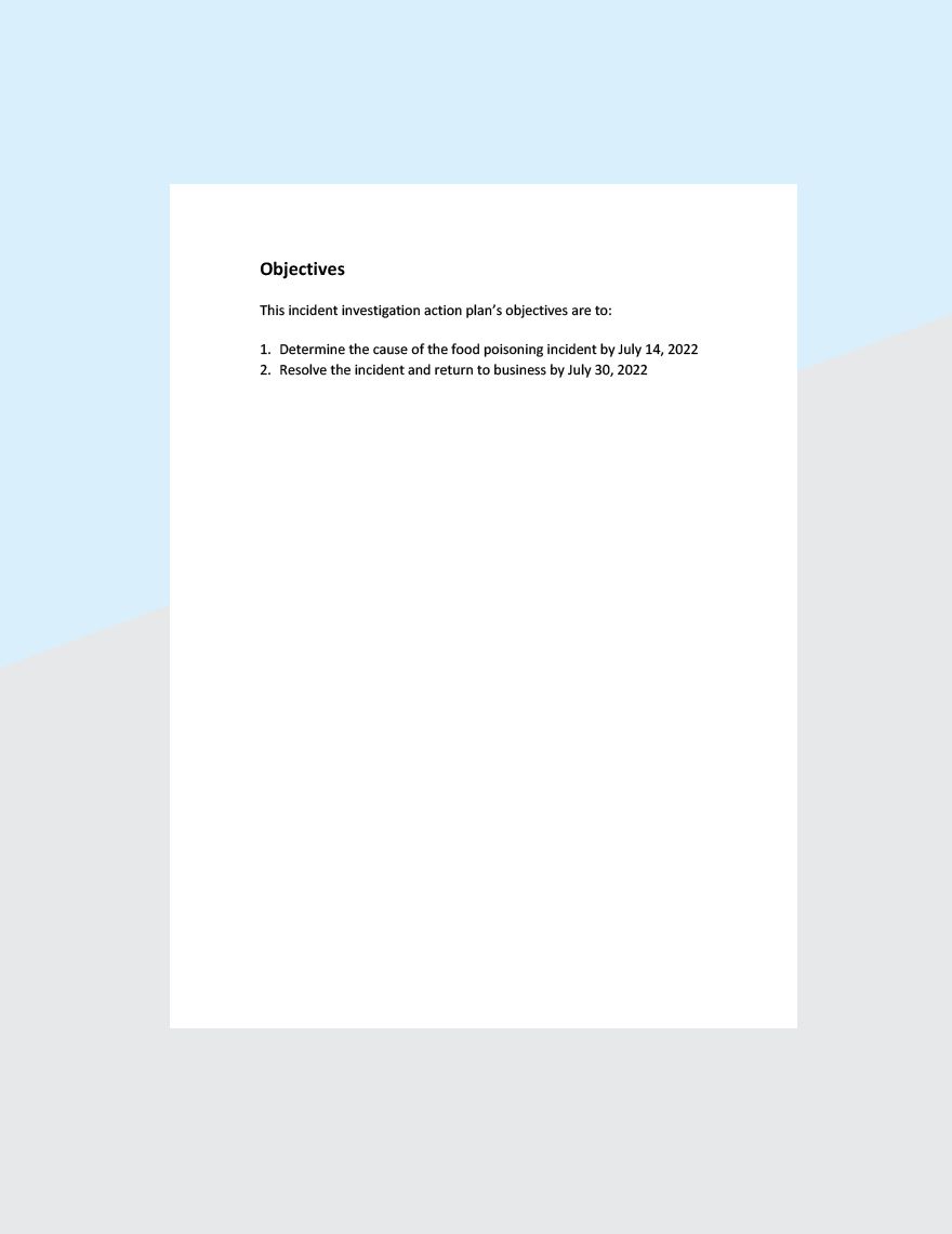 Incident Investigation Action Plan Template - Google Docs, Word, Apple ...