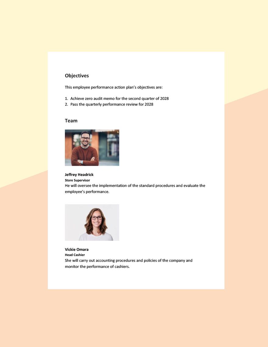 Employee Performance Action Plan Template - Google Docs, Word, Apple ...