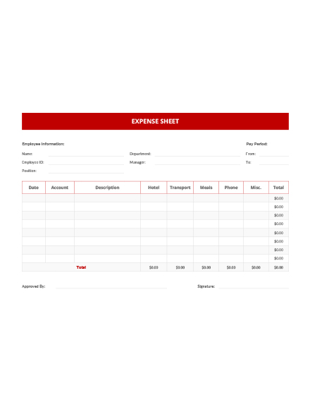 Free Business Expense Sheet Template in Microsoft Word, Excel, Apple ...