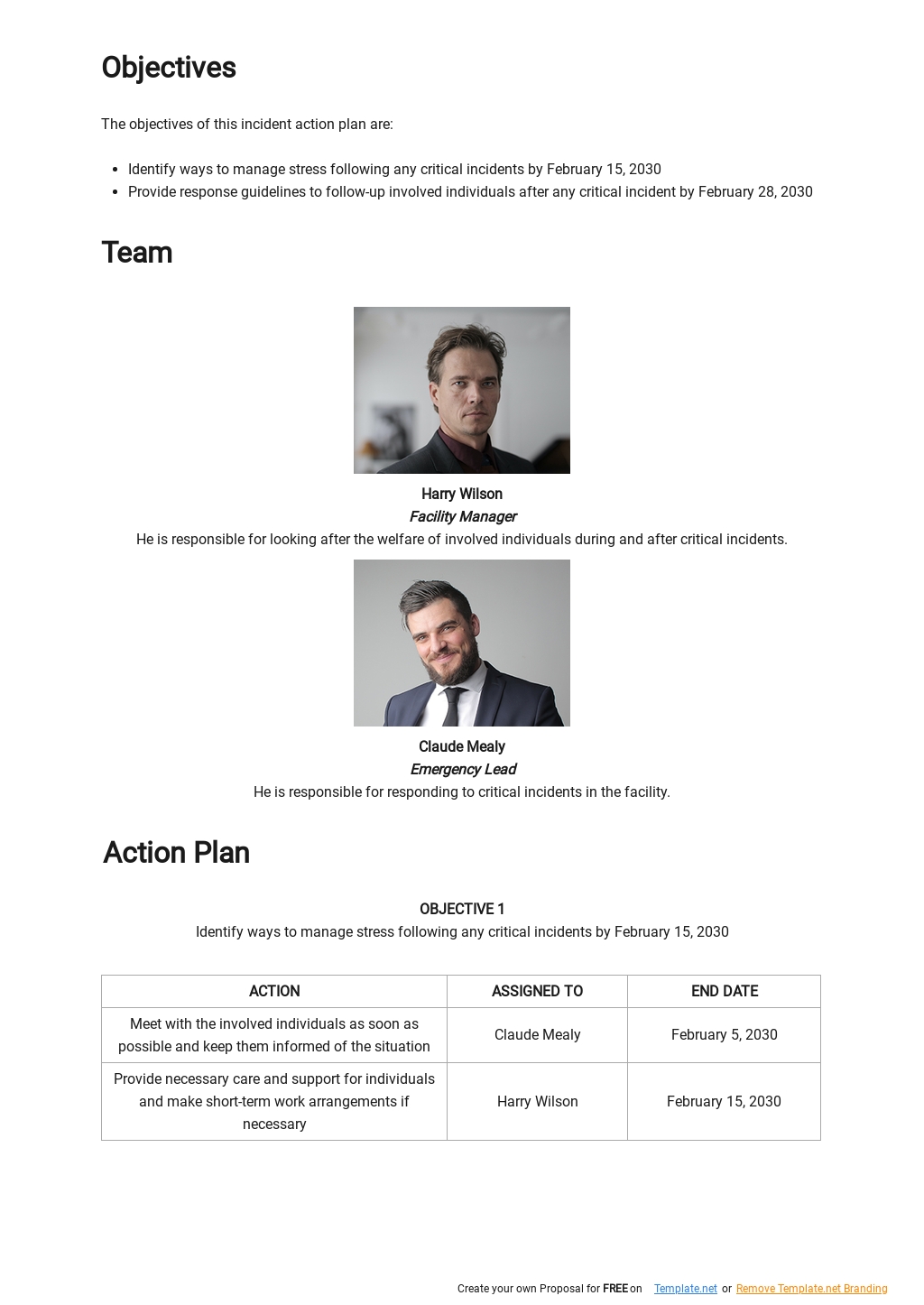 Critical Incident Action Plan Template [Free PDF] | Template.net