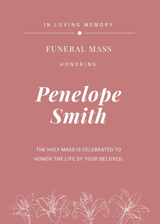 Catholic Church Funeral Mass Program Template - Google Docs ...