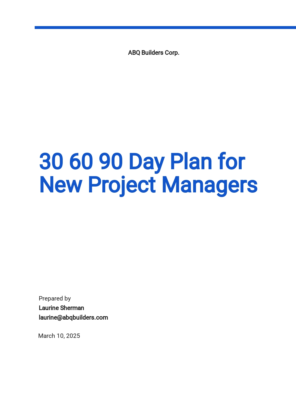 30 60 90 Day Plan Template Google Docs