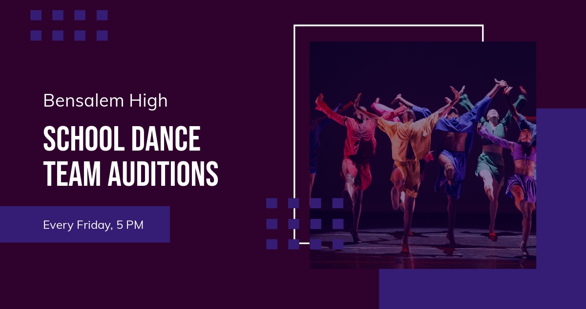 Free Dance Team Audition Facebook Post Template