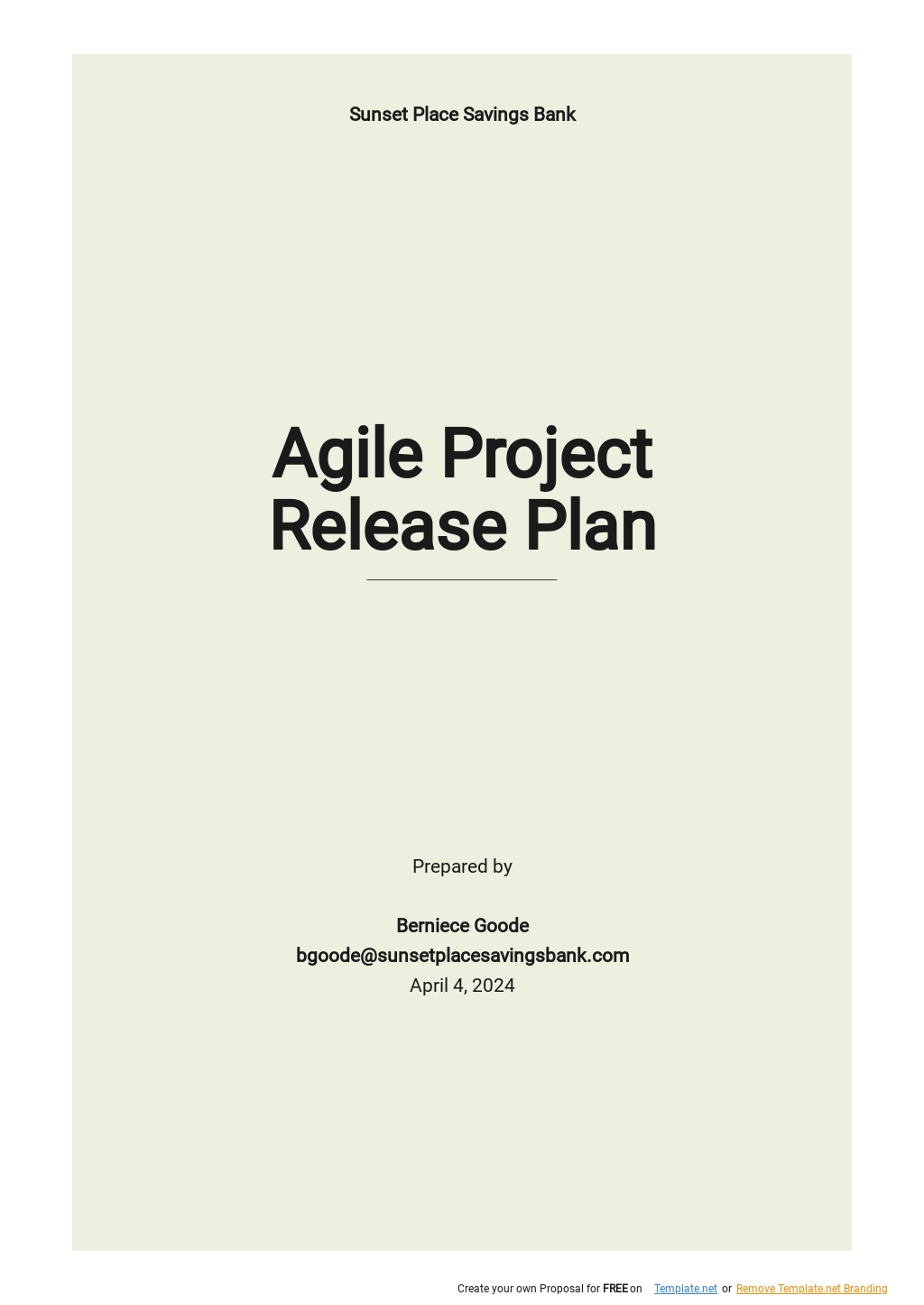 Agile Project Release Plan Template Google Docs Word Apple Pages
