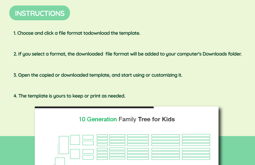 10 Generation Family Tree Template For Kid's - Google Docs, Word, Apple ...