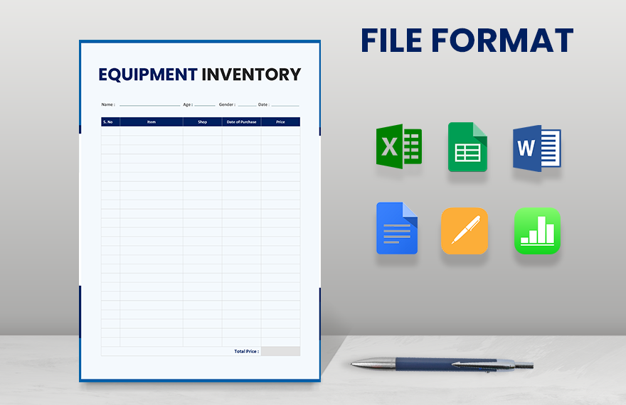 Equipment Inventory Template - Google Docs, Google Sheets, Excel, Word ...