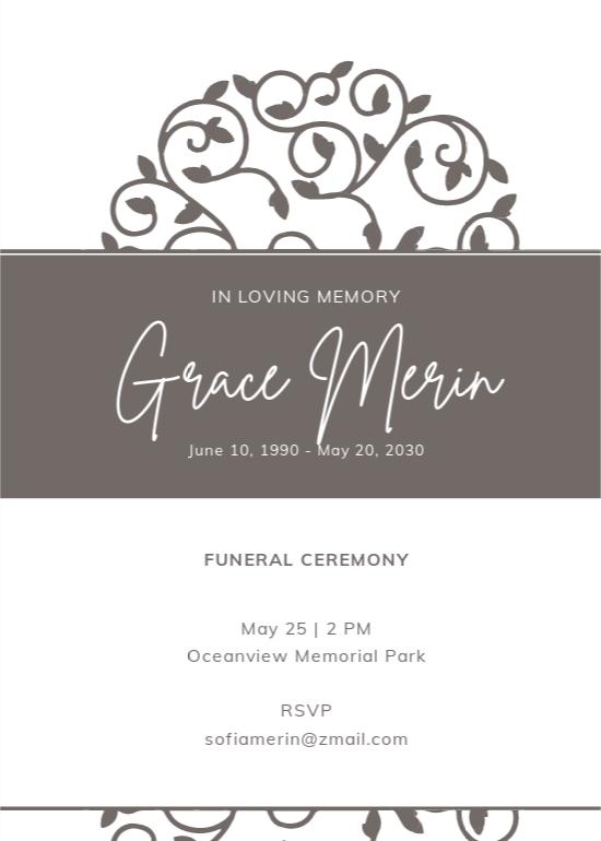 Free Creative Funeral Ceremony Invitation Template Download In Word 