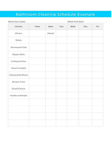Hourly Bathroom Cleaning Schedule Template: Download 128+ Schedules in ...