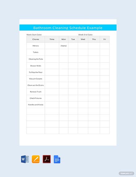 FREE Hourly Bathroom Cleaning Schedule Template - PDF | Word (DOC ...