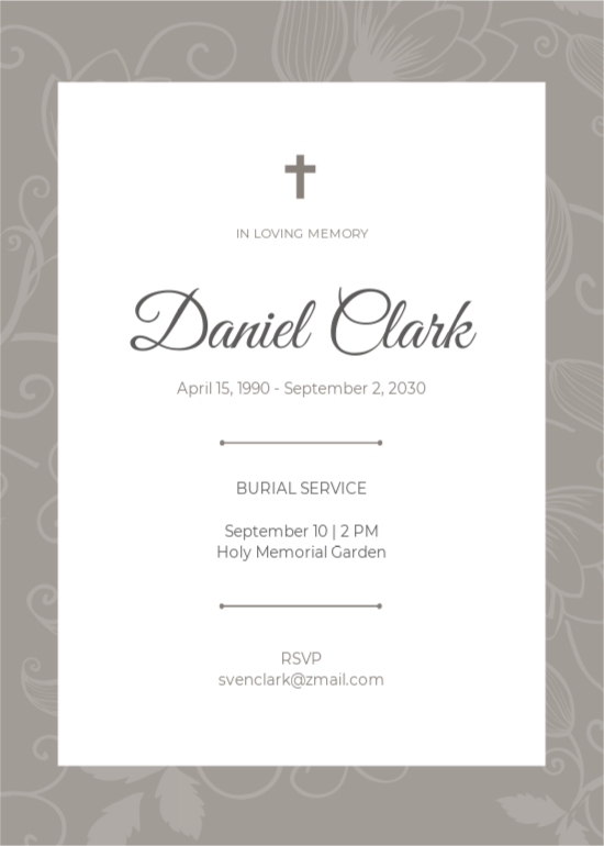 Funeral Burial Invitation Template In PSD FREE Download Template