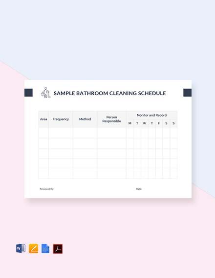 Hourly Bathroom Cleaning Schedule Template In Google Docs Word Apple 