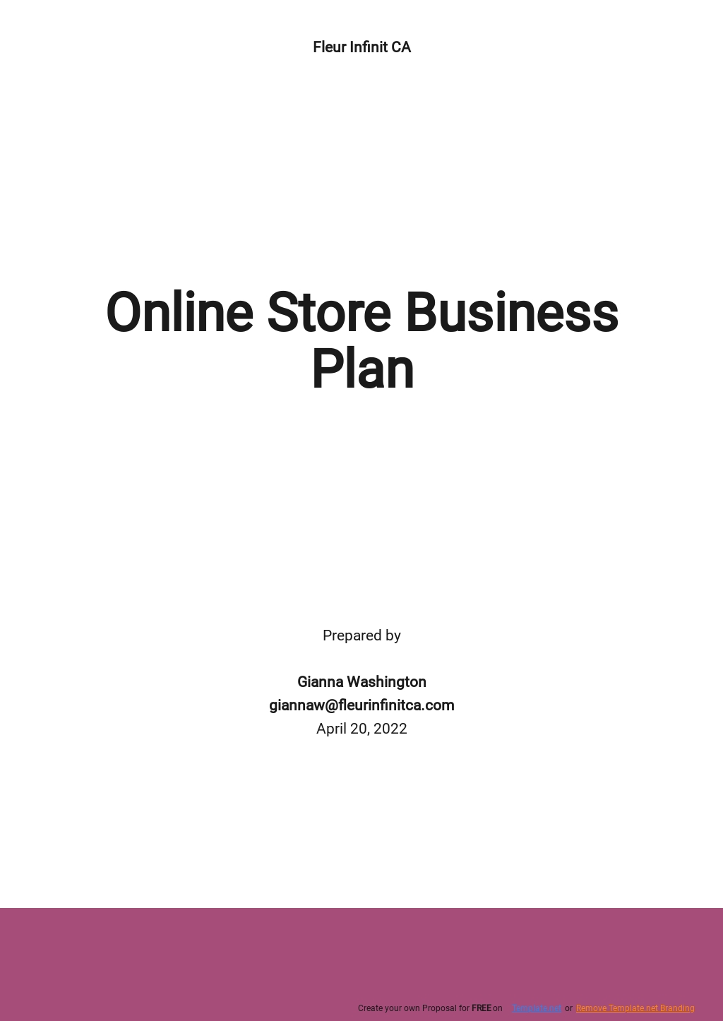 Online Store Business Plan Template