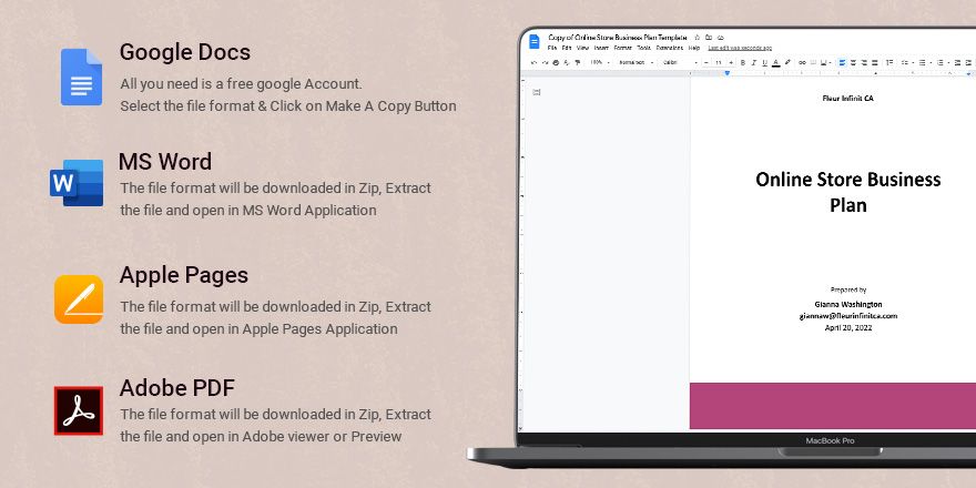 Online Store Business Plan Template - Google Docs, Word, Apple Pages ...