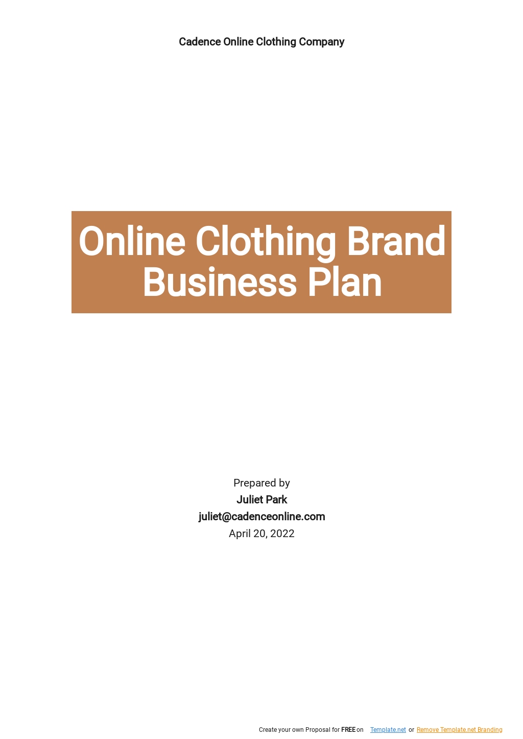 Free Online Clothing Brand Business Plan Template Google Docs Word 