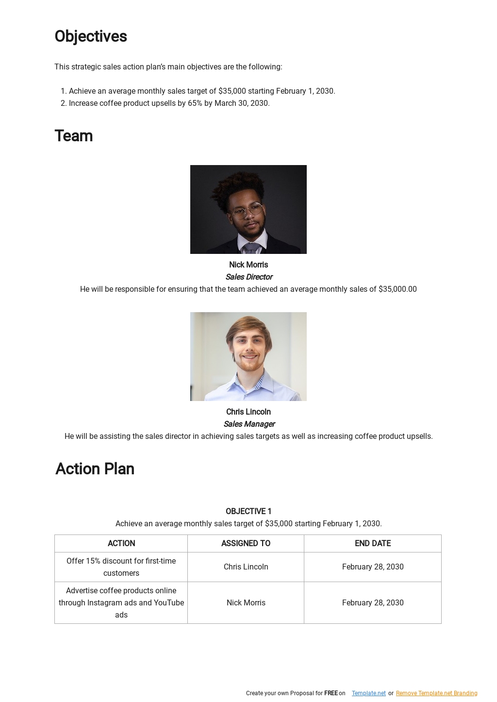 Strategic Sales Action Plan Template in Google Docs, Word, Apple Pages ...