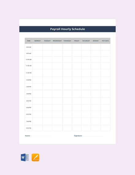 FREE Hourly Schedule Template Download 128 Schedules In Word Excel 