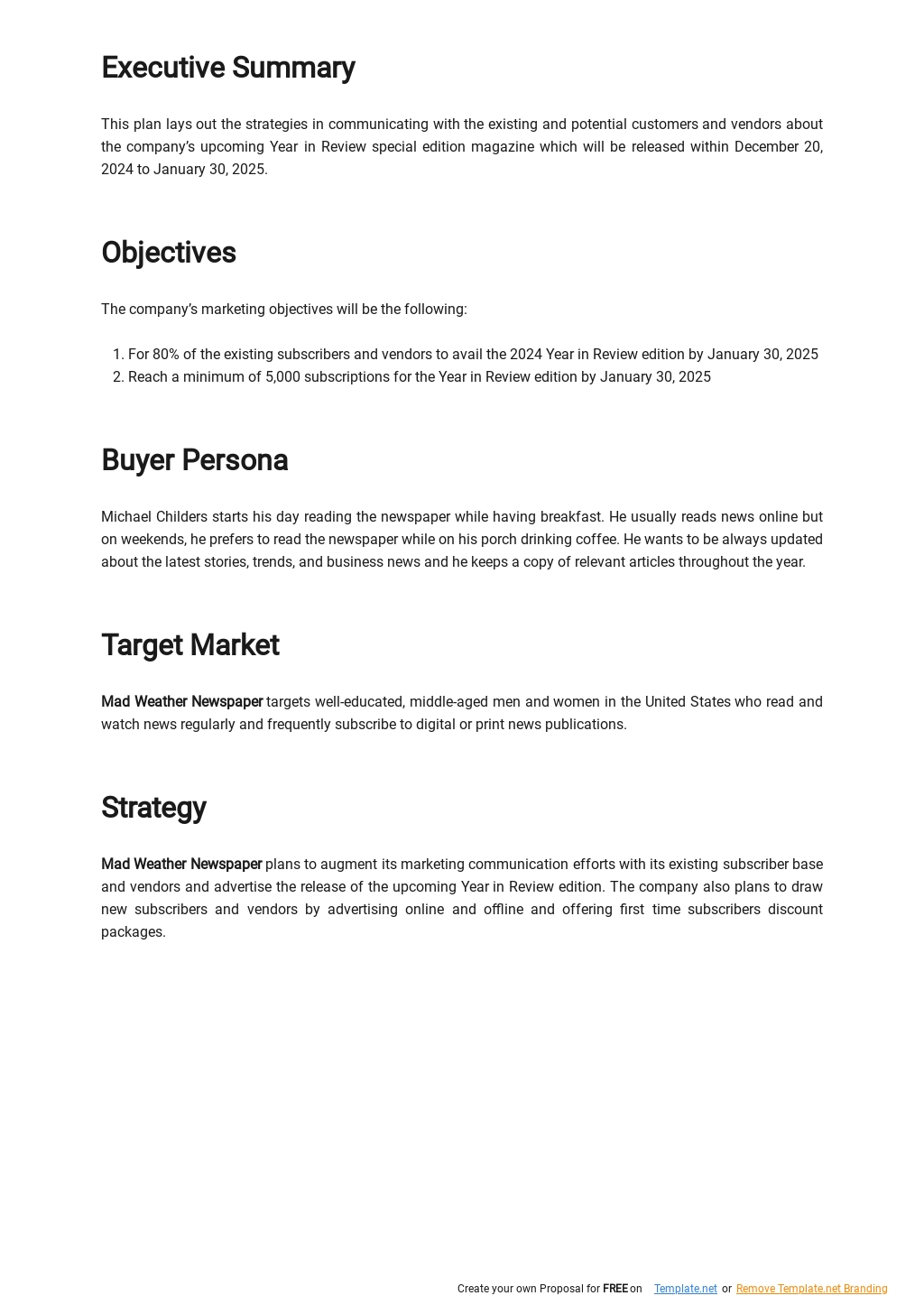 Simple Marketing Communications Plan Template [Free PDF] - Google Docs, Word, PDF | Template.net