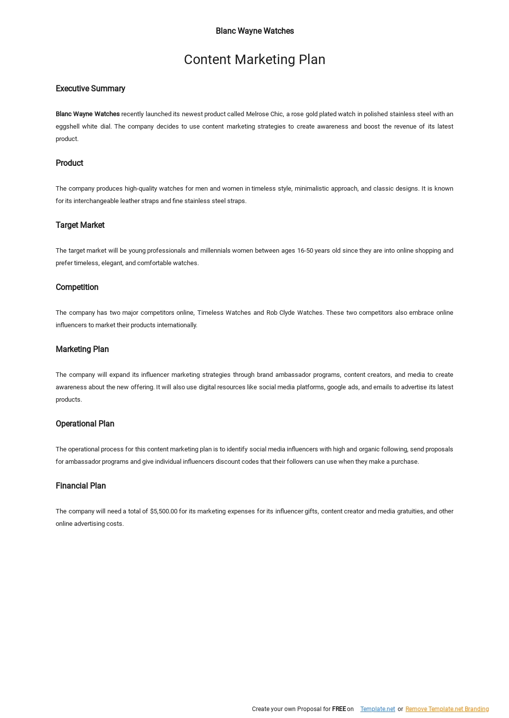 30 Day Content Marketing Plan Template - Google Docs, Word, Apple Pages ...