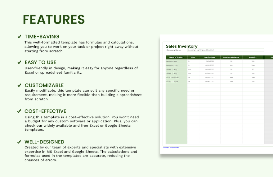 Sales Inventory Template - Download in Word, Google Docs, Excel, Google ...