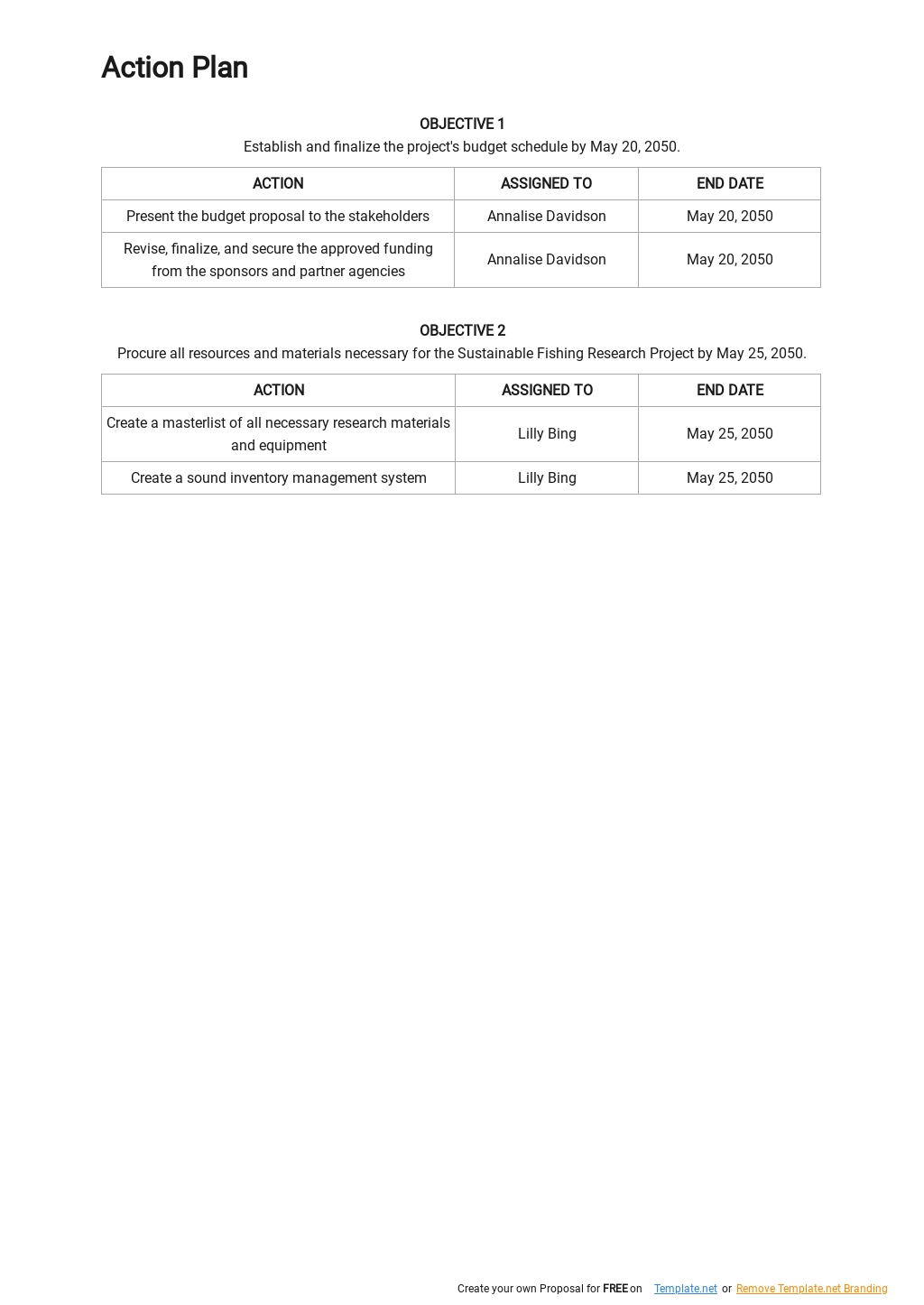 Research Project Action Plan Template - Google Docs, Word, Apple Pages ...