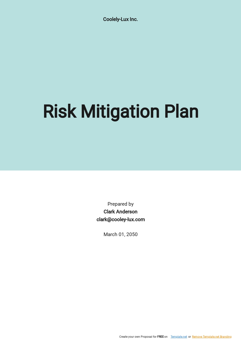 Project Risk Mitigation Plan Template