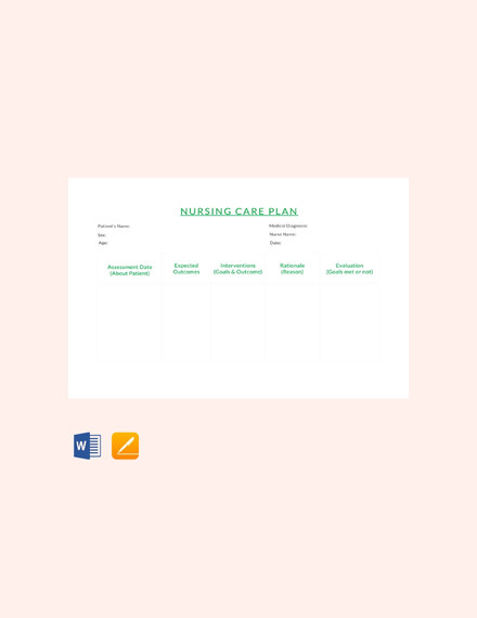 FREE Printable Nursing care plan: Download 56+ Plans in Word, Apple ...