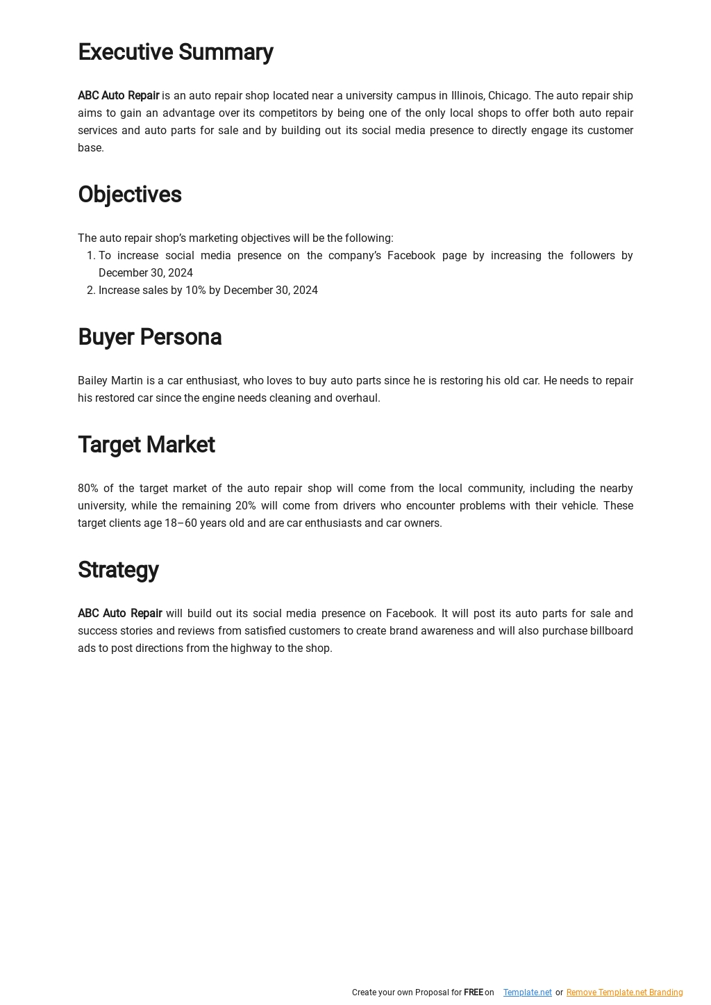 Simple Marketing Plan Template for Small Business [Free PDF] | Template.net