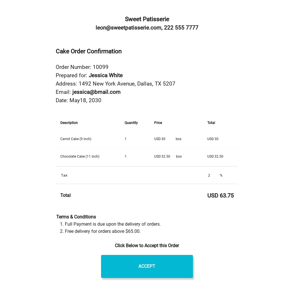 FREE Customer Order Confirmation Template - PDF | Word (DOC) | Excel ...