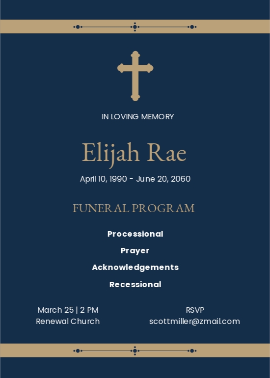 Free Church Of Christ Funeral Service Program Template Download In 