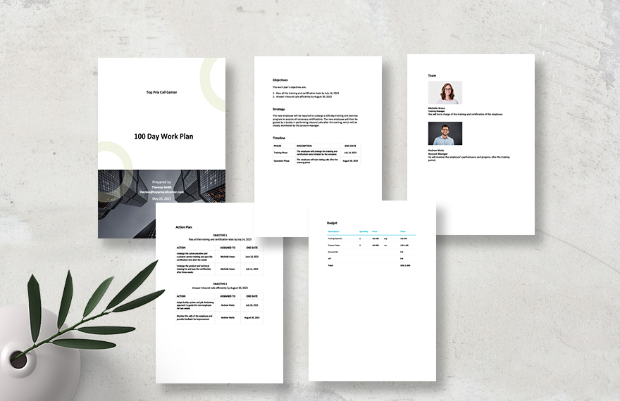 100 Day Work Plan Template Download In Word Google Docs PDF Apple 