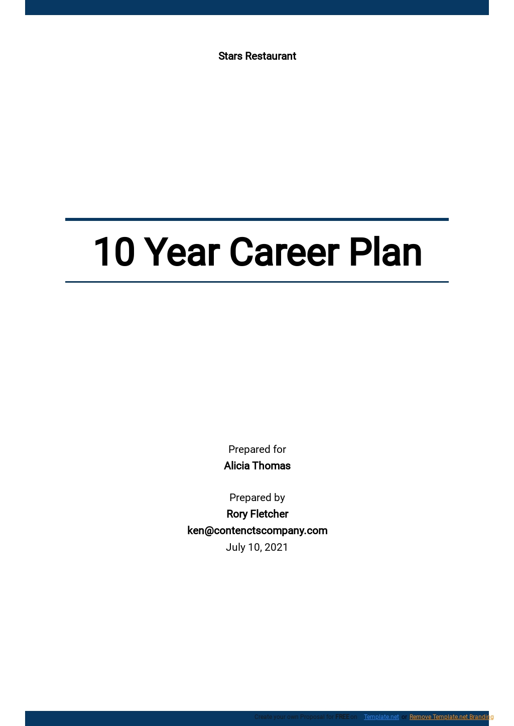 10 Year Career Plan Template Google Docs Word Apple Pages PDF
