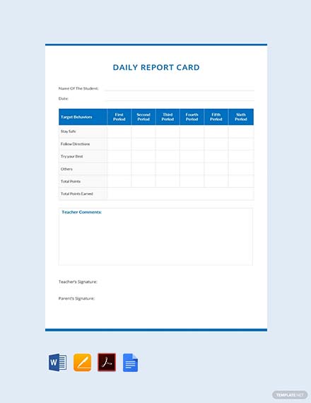 Blank Report Card Template - Google Docs, Word, Apple Pages, PDF ...
