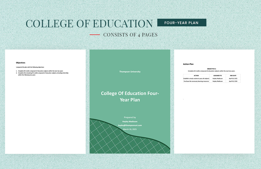 4 Year College Plan Template In Word FREE Download Template