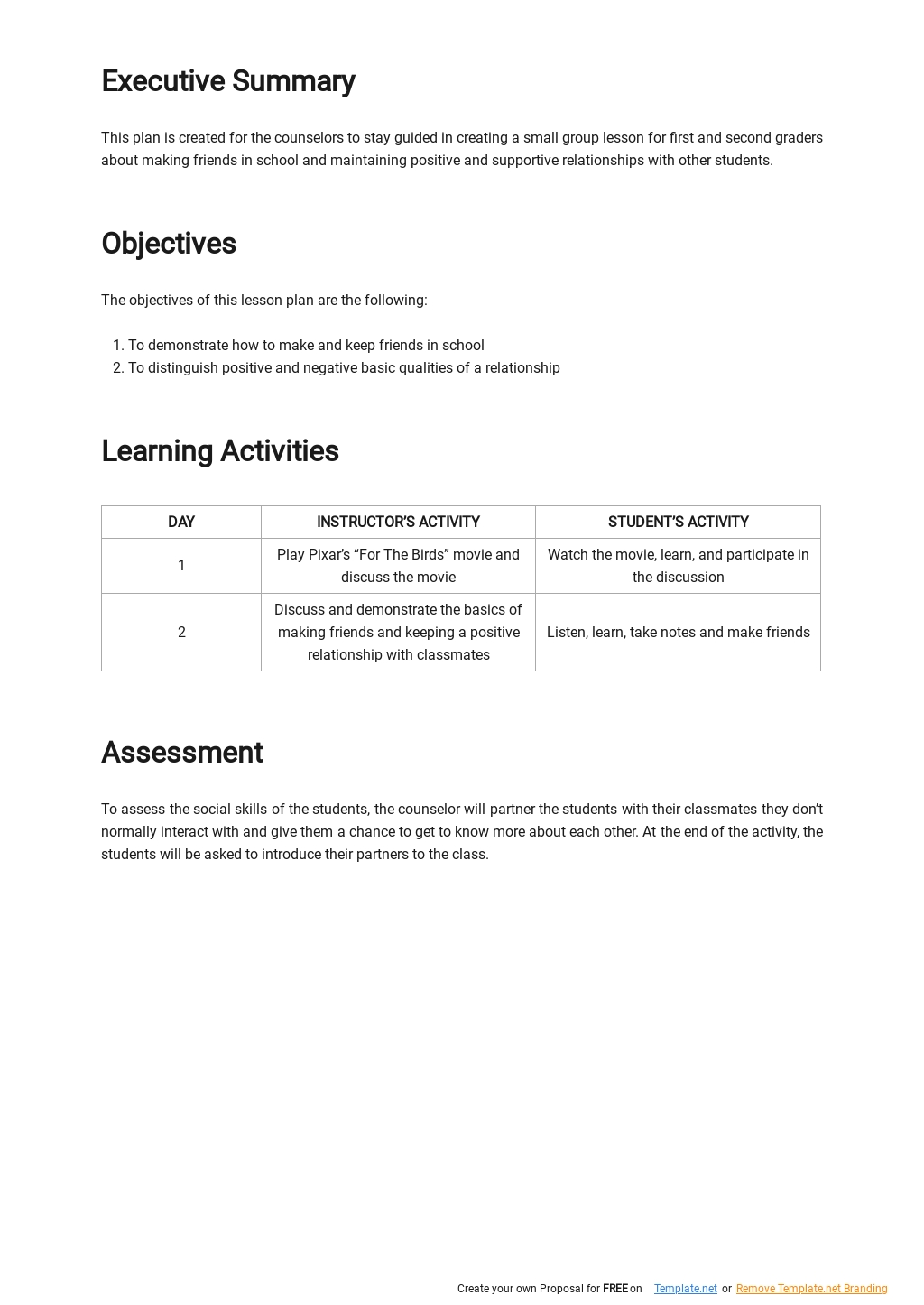 Asca Lesson Plan Template