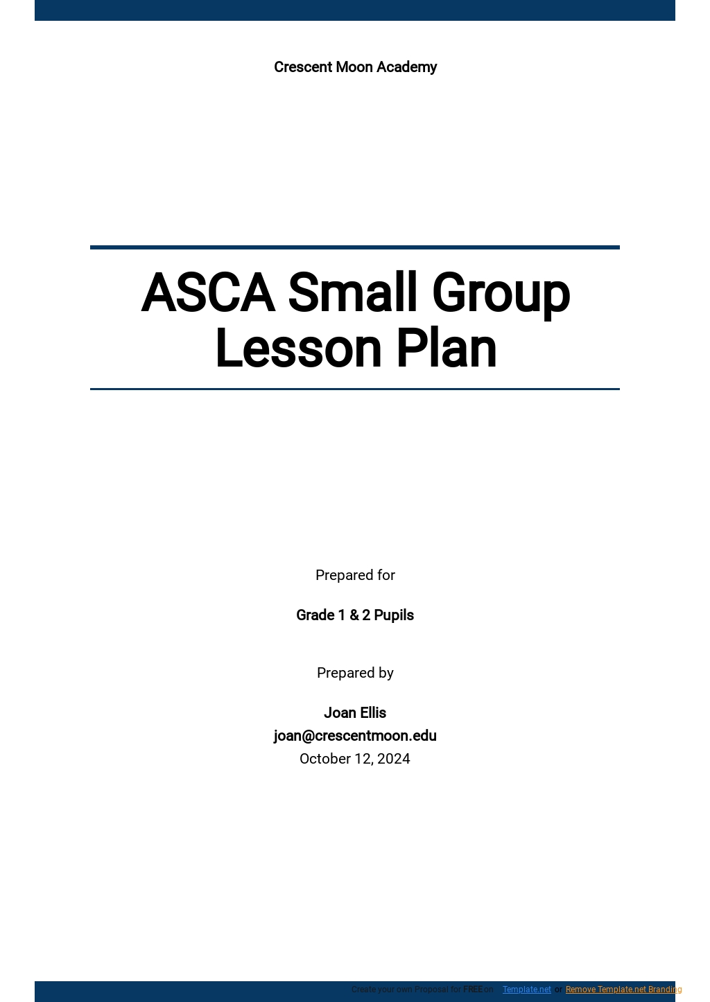 Free ASCA Small Group Lesson Plan Template Google Docs Word Apple