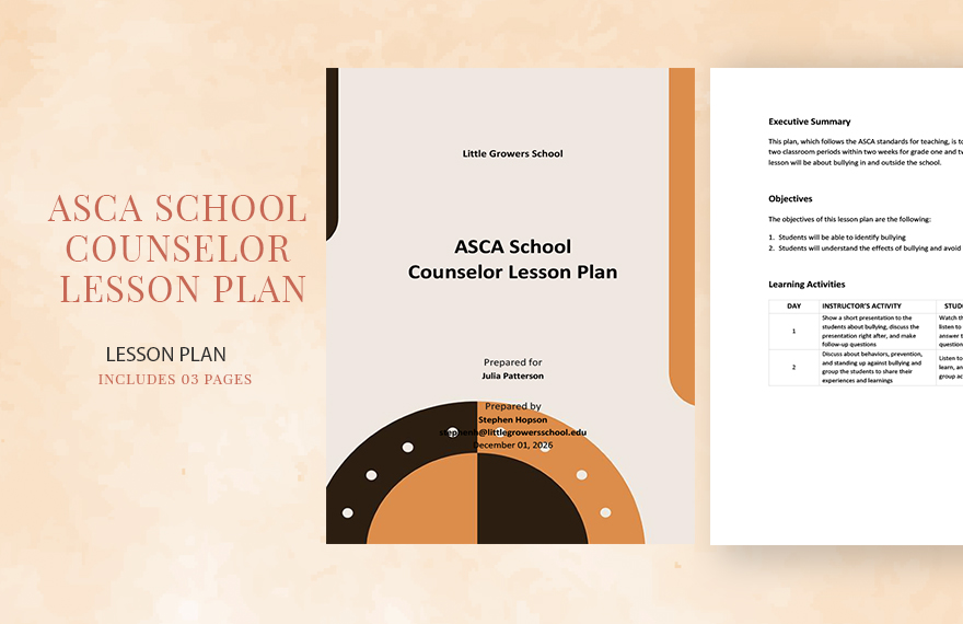 Free ASCA Lesson Plan Templates Editable And Printable