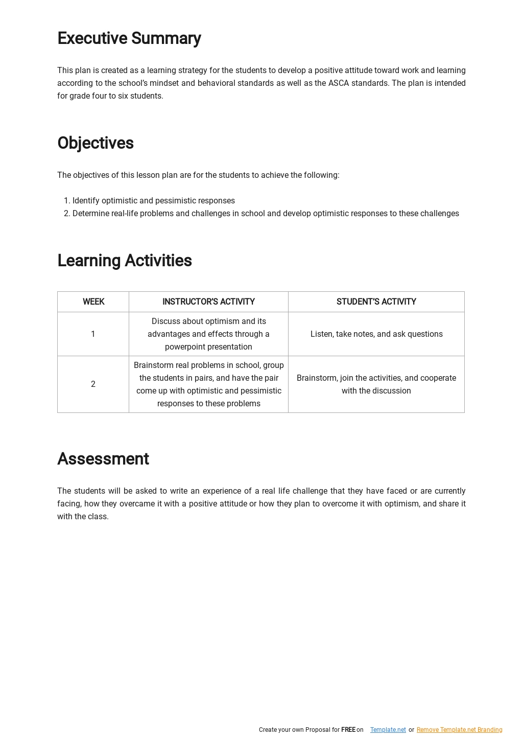 ASCA Guidance Lesson Plan Template Google Docs Word Apple Pages