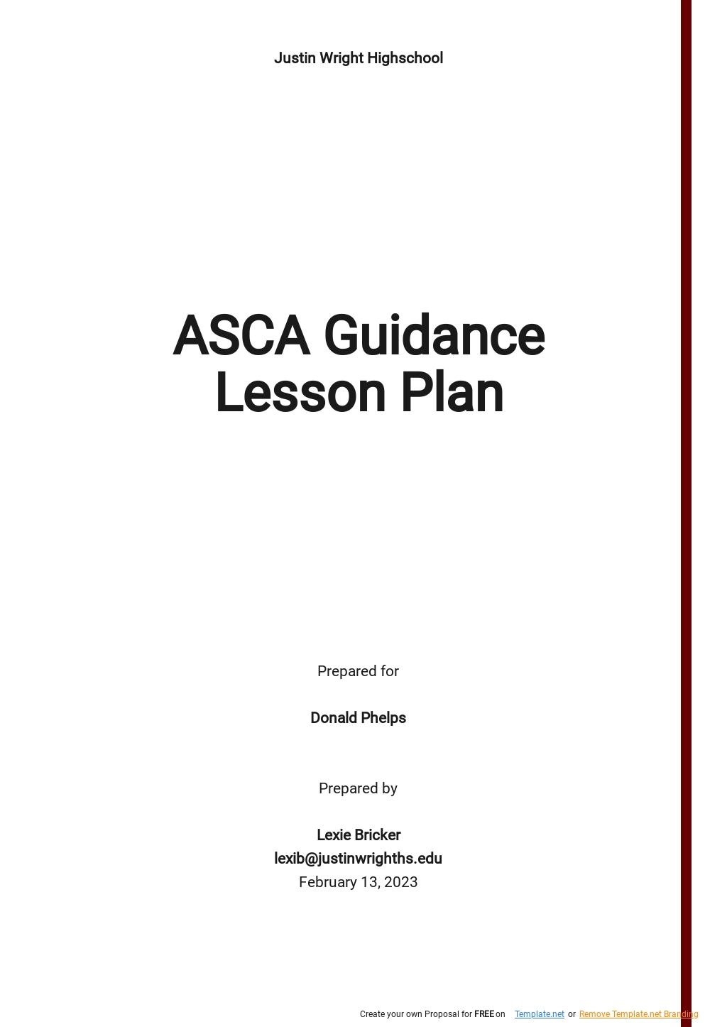 ASCA Guidance Lesson Plan Template Google Docs Word Apple Pages