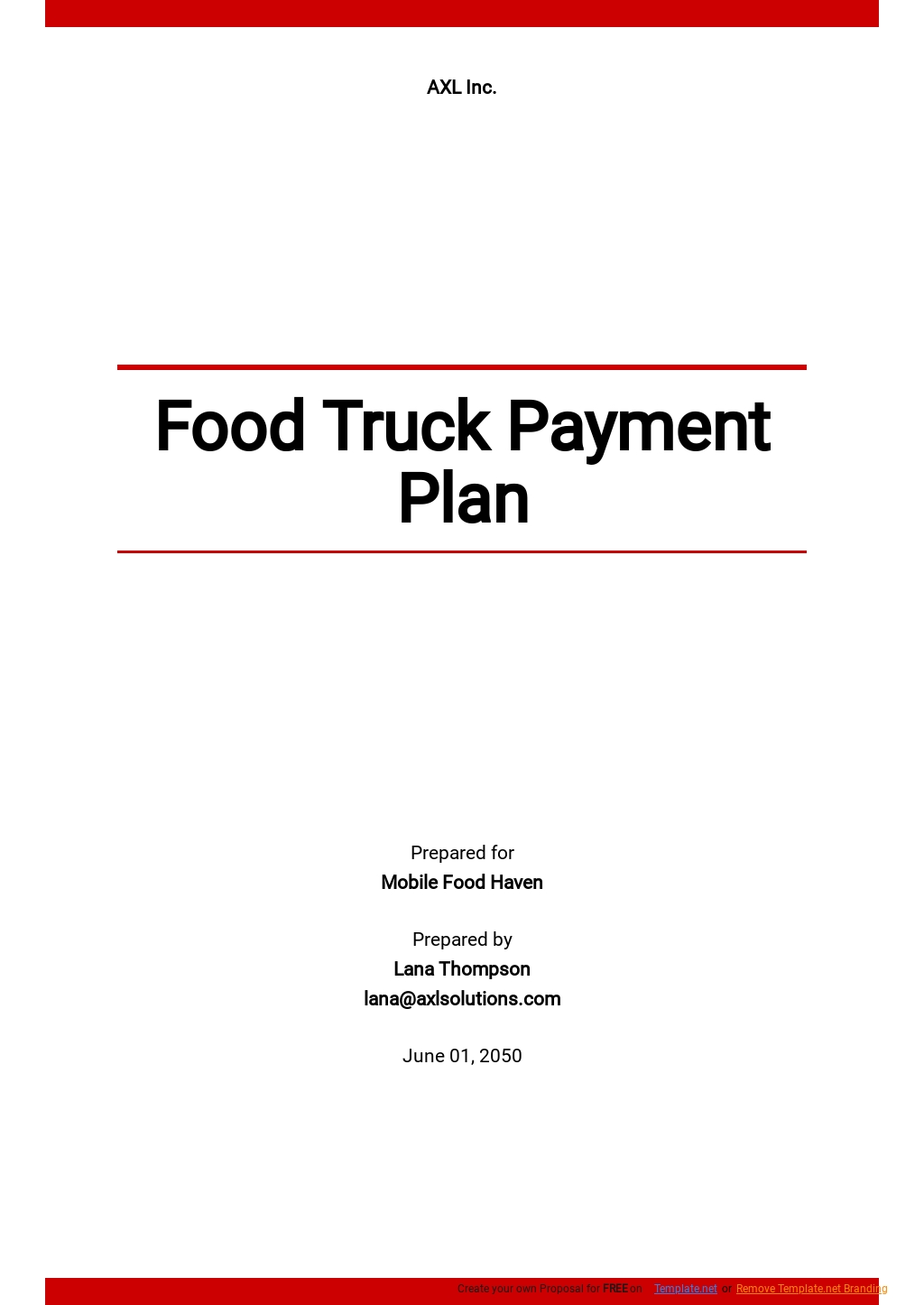 Food Truck Plan PDF Templates Free Download Template