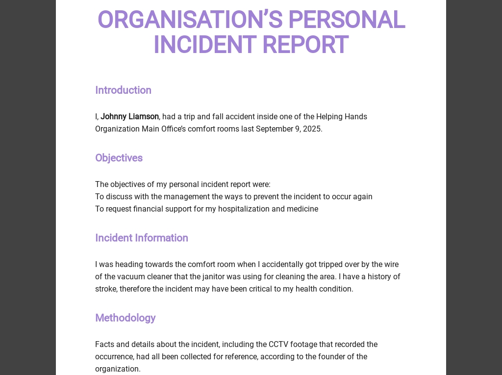 FREE Incident Report Template - PDF | Word (DOC) | Apple (MAC) Apple ...