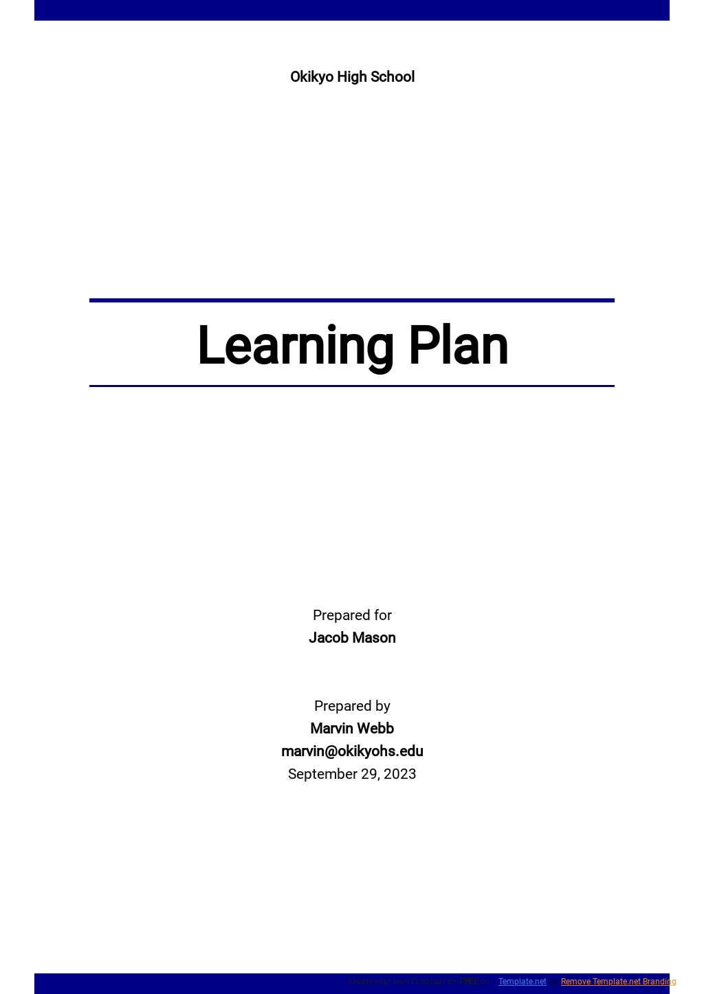 Learning Plan Template Google Docs Word Apple Pages PDF Template