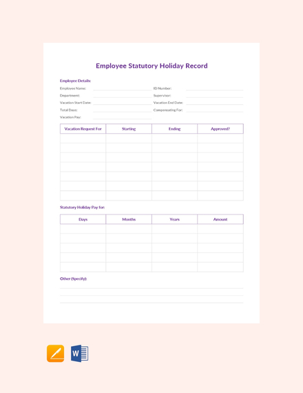 Employee Record Sheet Templates in Microsoft Word (DOC) | Template.net