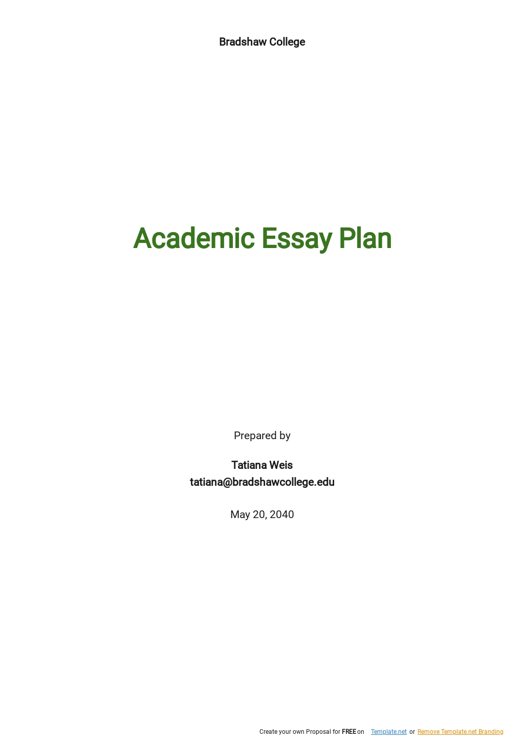 Academic Essay Plan Template Google Docs Word Apple Pages PDF Template