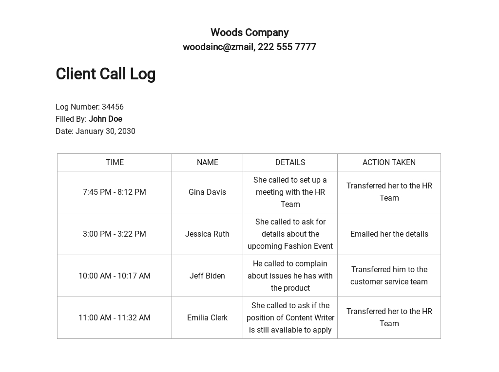 FREE Road Call Log Template - PDF | Word (DOC) | Excel | InDesign ...