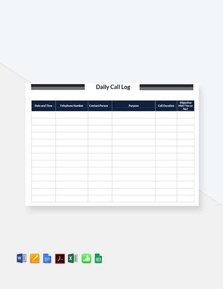 FREE Simple Call Logs Template PDF Word DOC Excel InDesign 